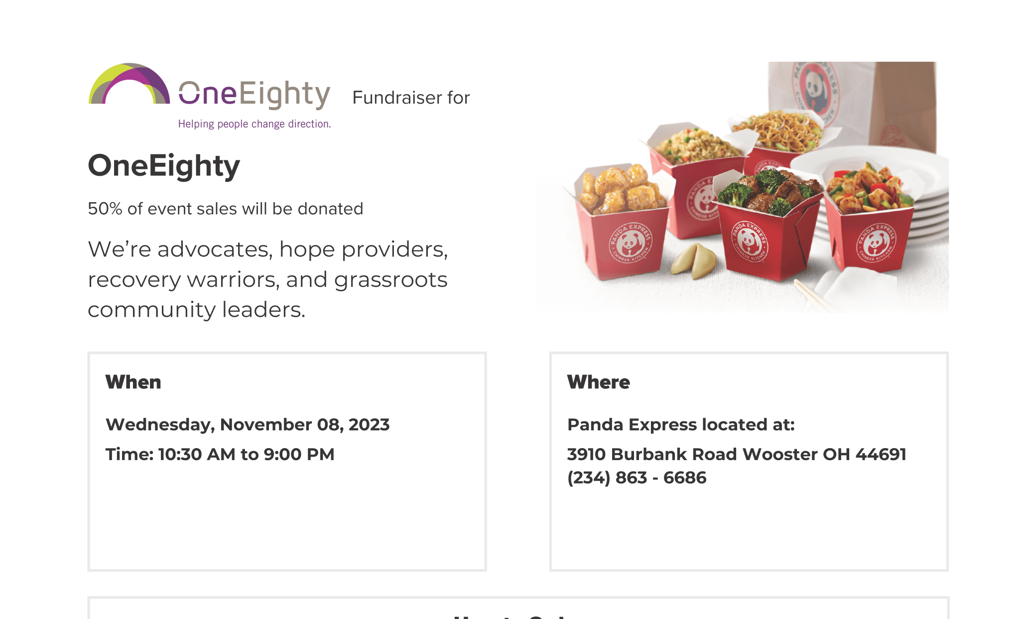 Dine and Donate at Panda Express in Wooster - OneEighty